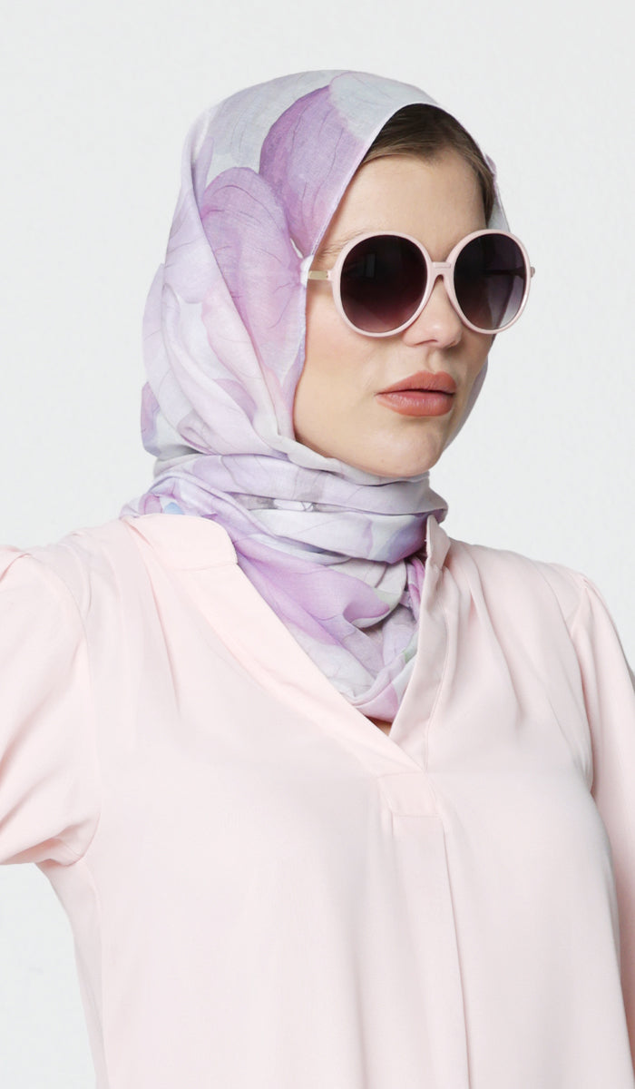 Abstract Print Non-slip Gray Cotton Wrap Hijab Scarf | Islamic Hijabs ...