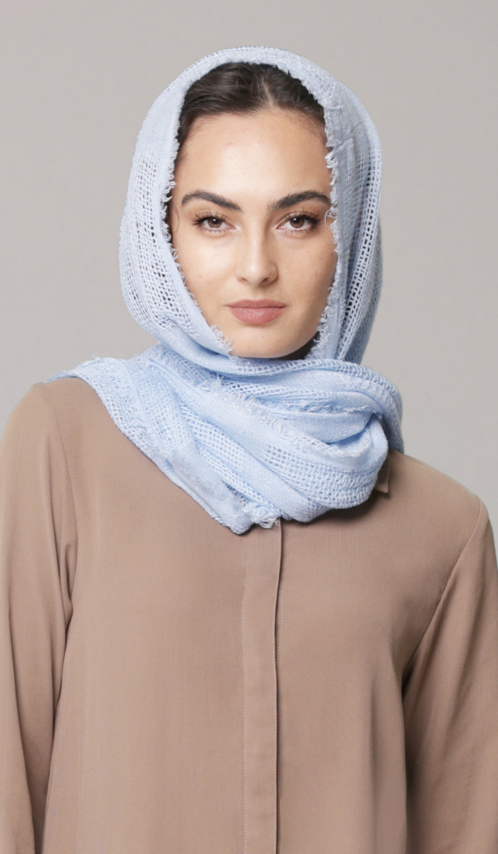 Hawa Mesh Shimmer Wrap Hijab - Sky Blue | Islamic Hijabs | Artizara ...