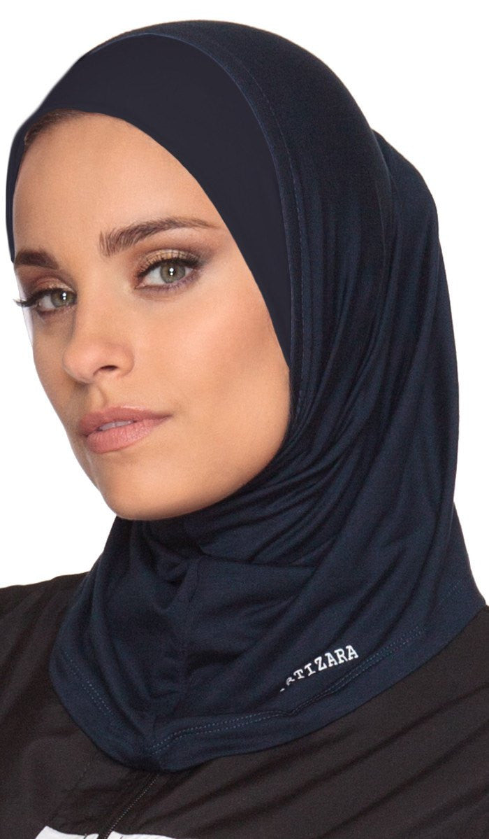 One Piece Stretch Sports Hijab - Navy Blue | Athletic Hijabs | Artizara ...